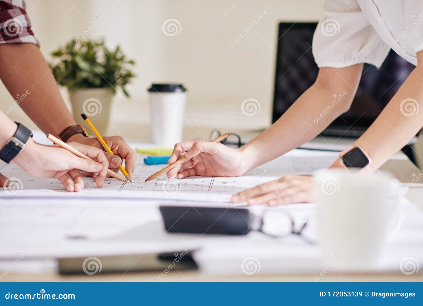 Project Managers Discussing Blueprint Stock Image - Image of plan ...