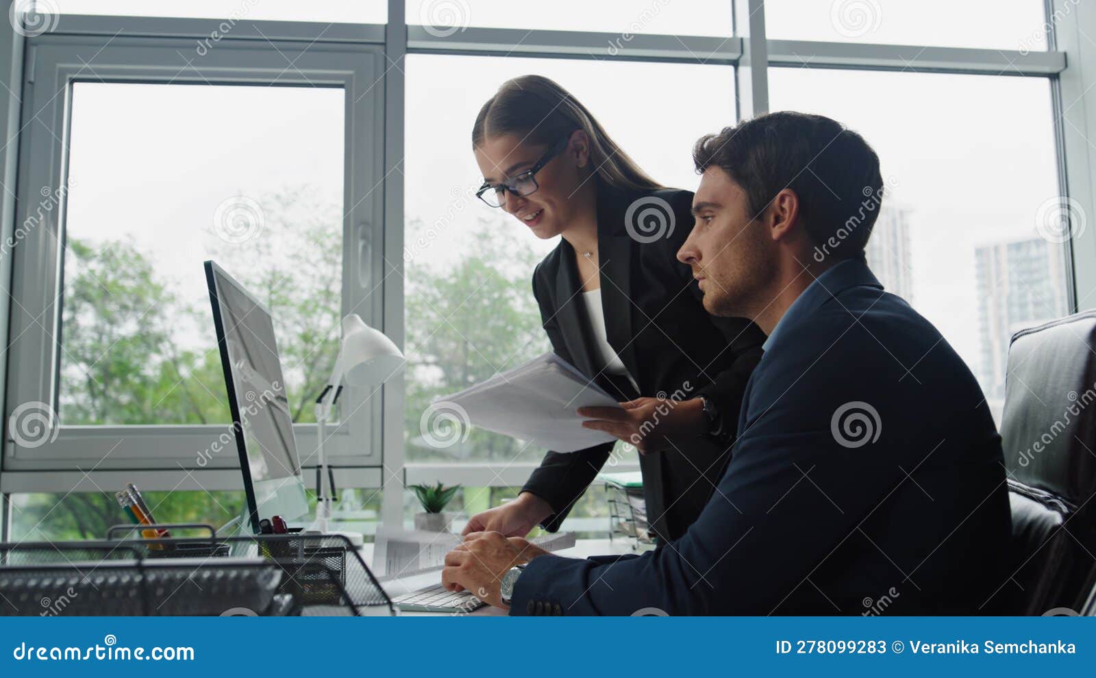 Project Managers Discussing Office Papers Closeup. Friendly Colleagues ...