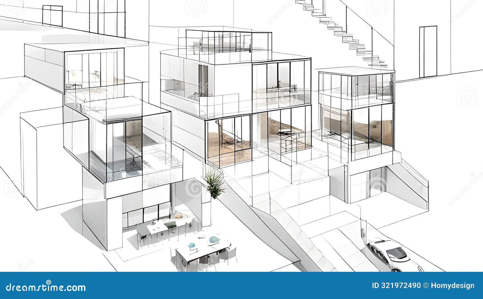 Project for Modern Minimalistic Buildings Stock Illustration ...