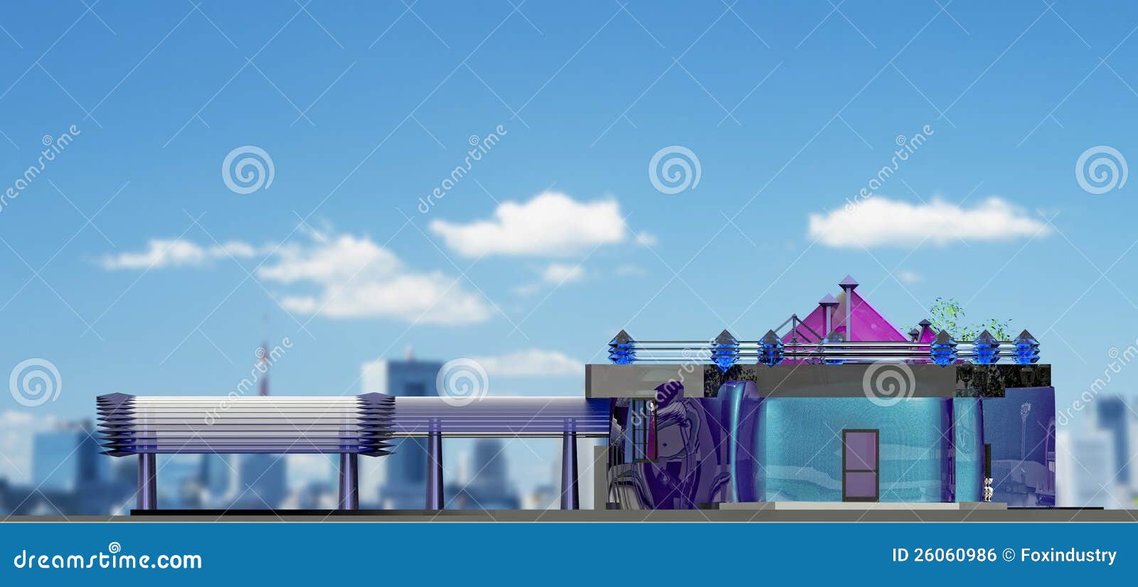 Project One-storey Public Building Stock Illustration - Illustration of ...