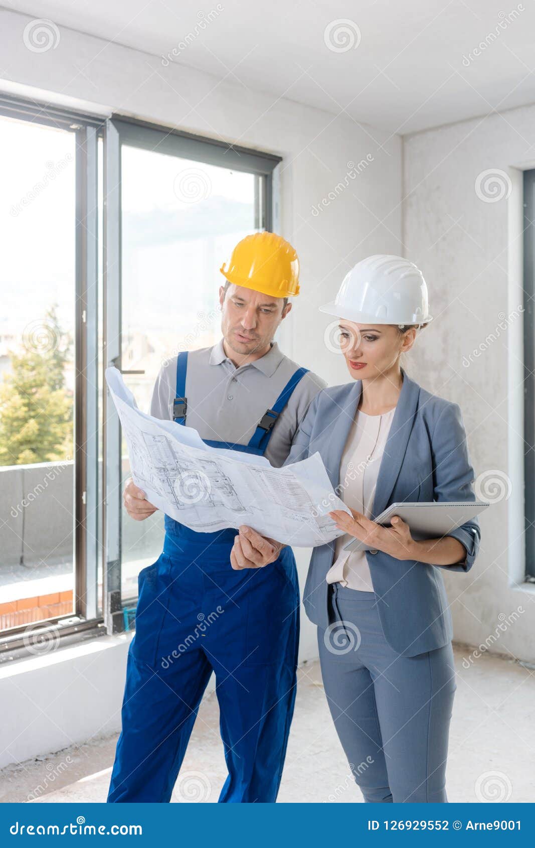Project Owner and Construction Worker during Acceptance Stock Photo ...