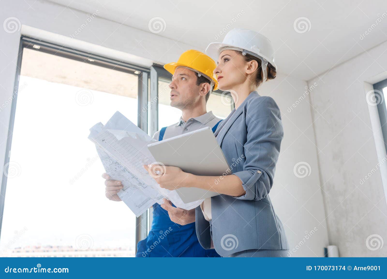 Project Owner and Construction Worker during Acceptance Stock Photo ...