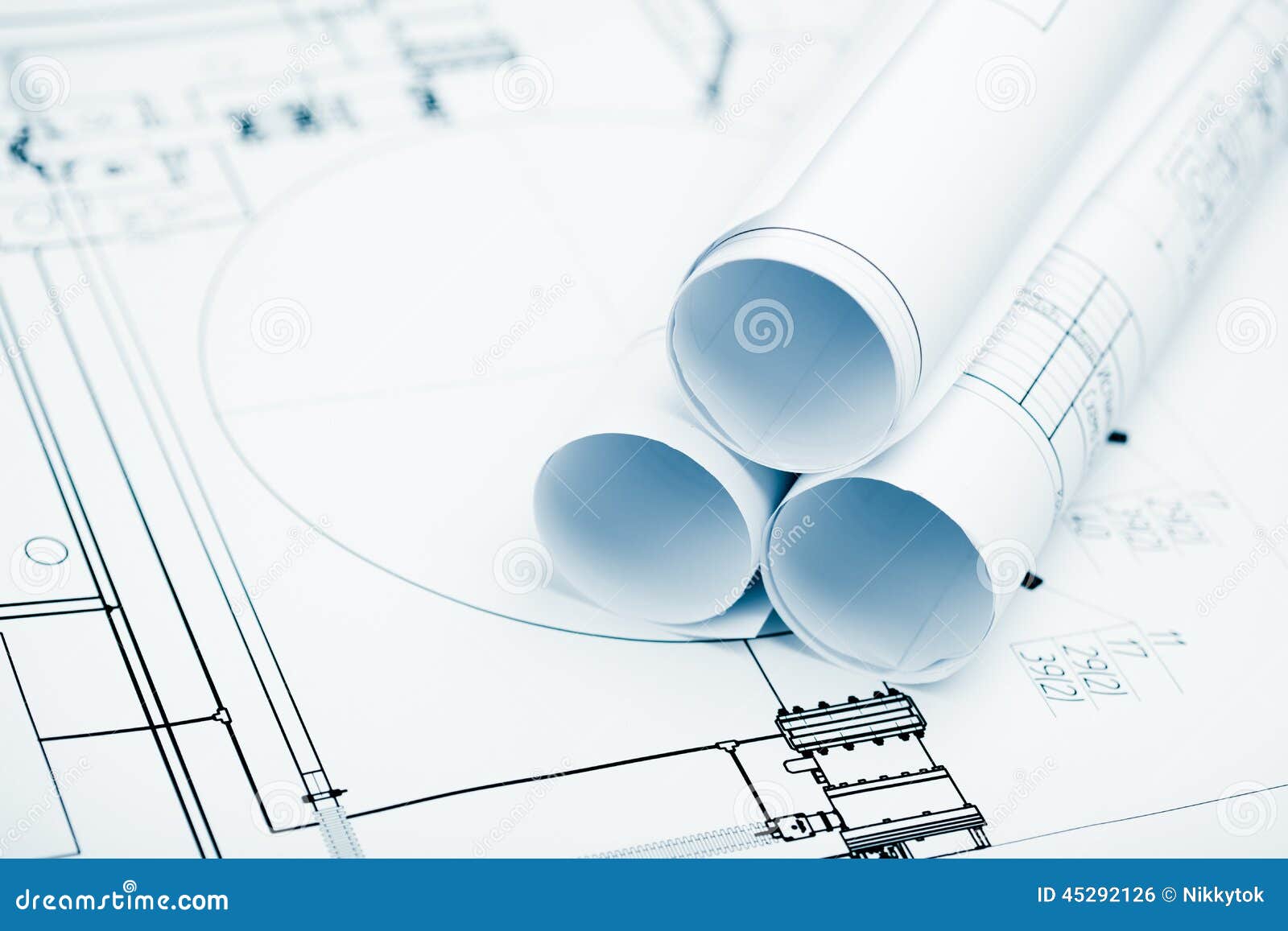 Project Plan Background with Blueprints Stock Photo - Image of files ...
