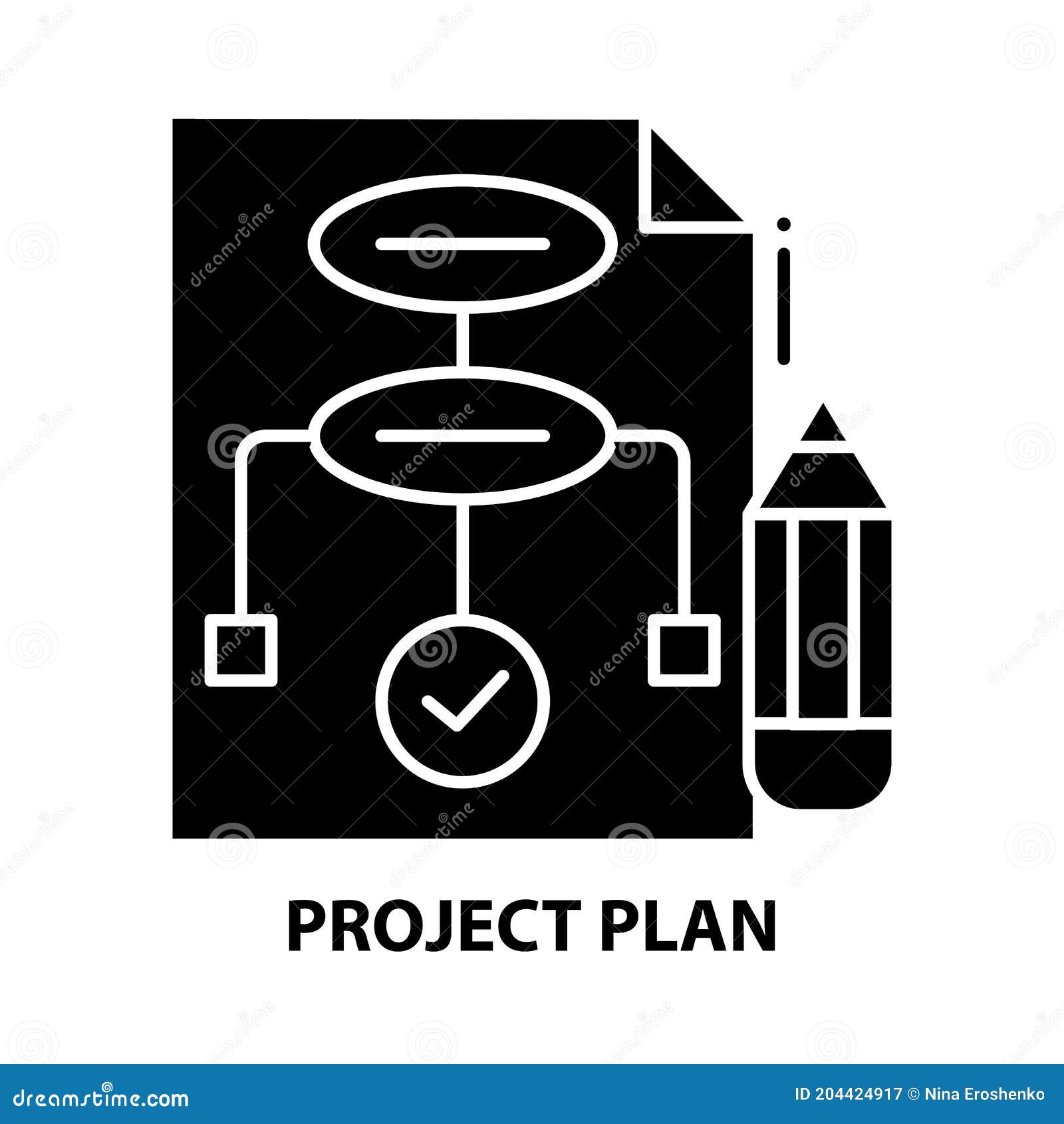 Project Plan Icon, Black Vector Sign with Editable Strokes, Concept ...