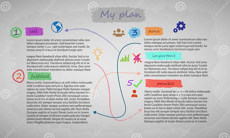 Project and Plan Table with Planning Procedure Stock Vector ...