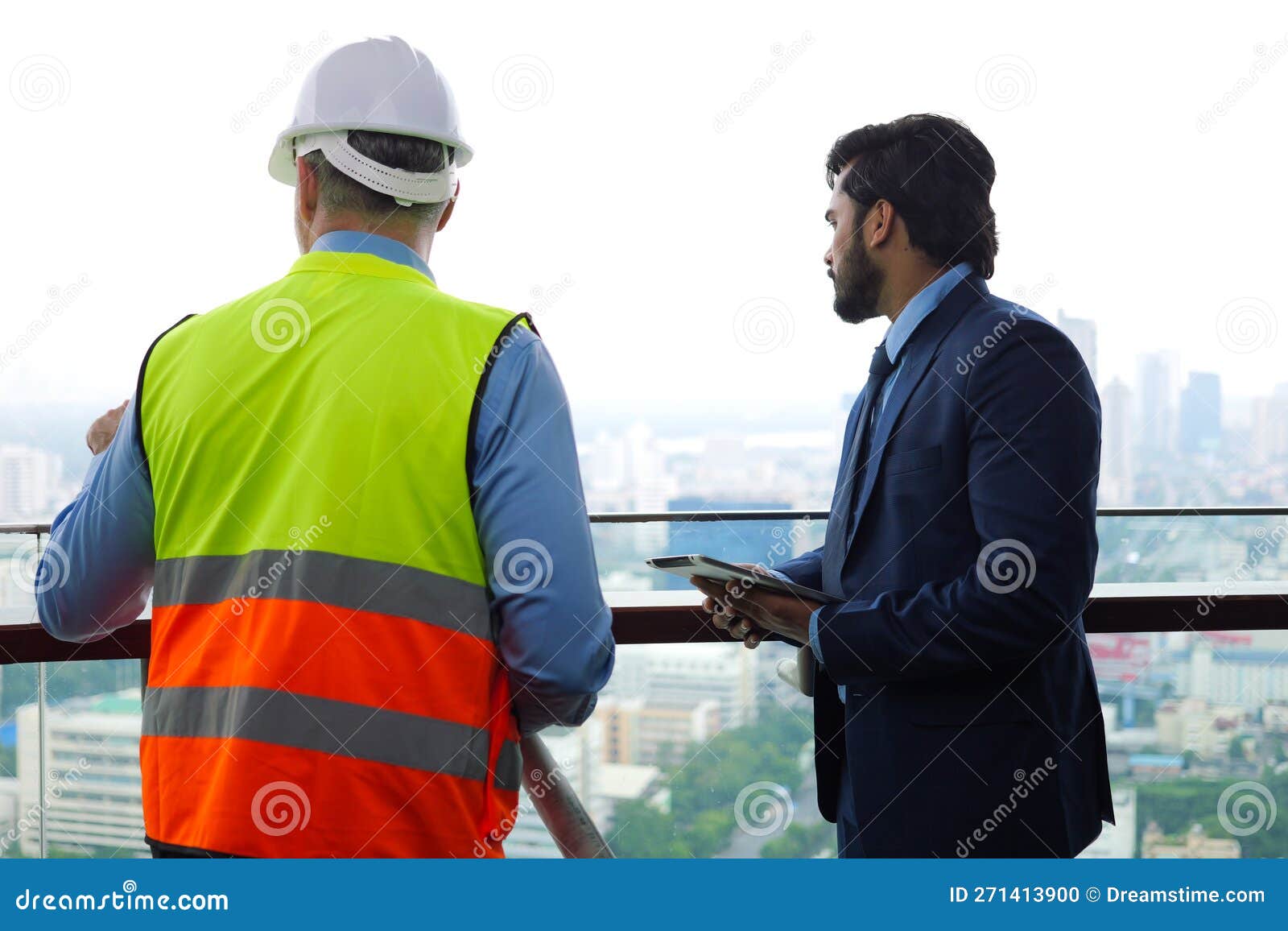 Project Planing between Engineer Foreman Manager and Businessman Stock ...