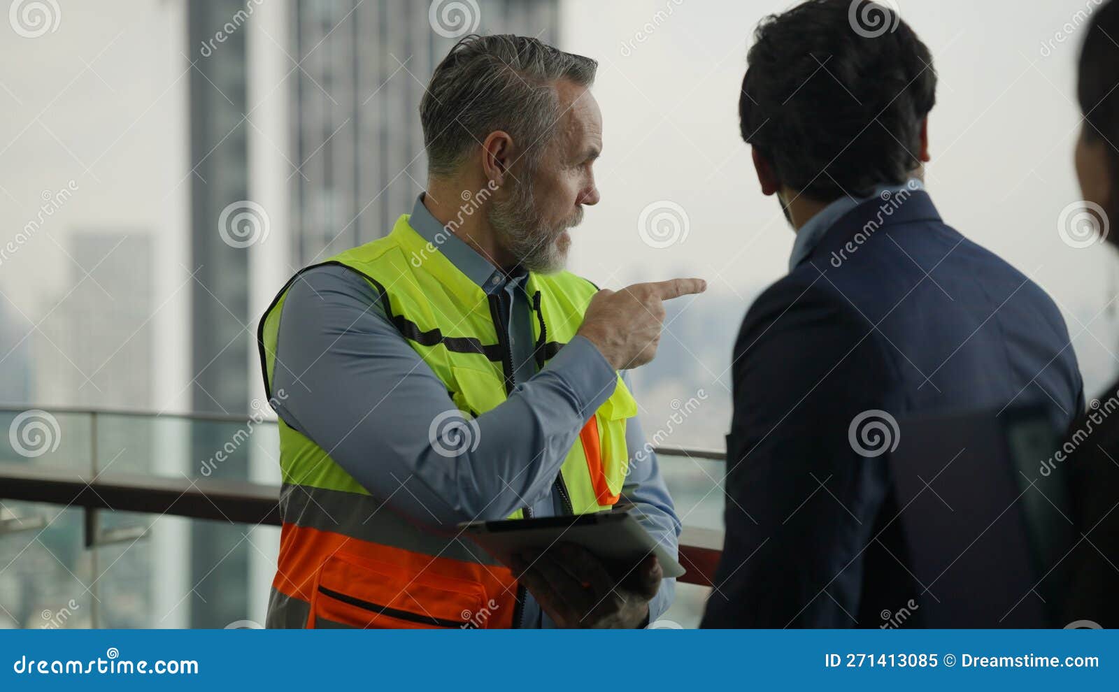 Project Planing between Engineer Foreman Manager and Businessman Stock ...