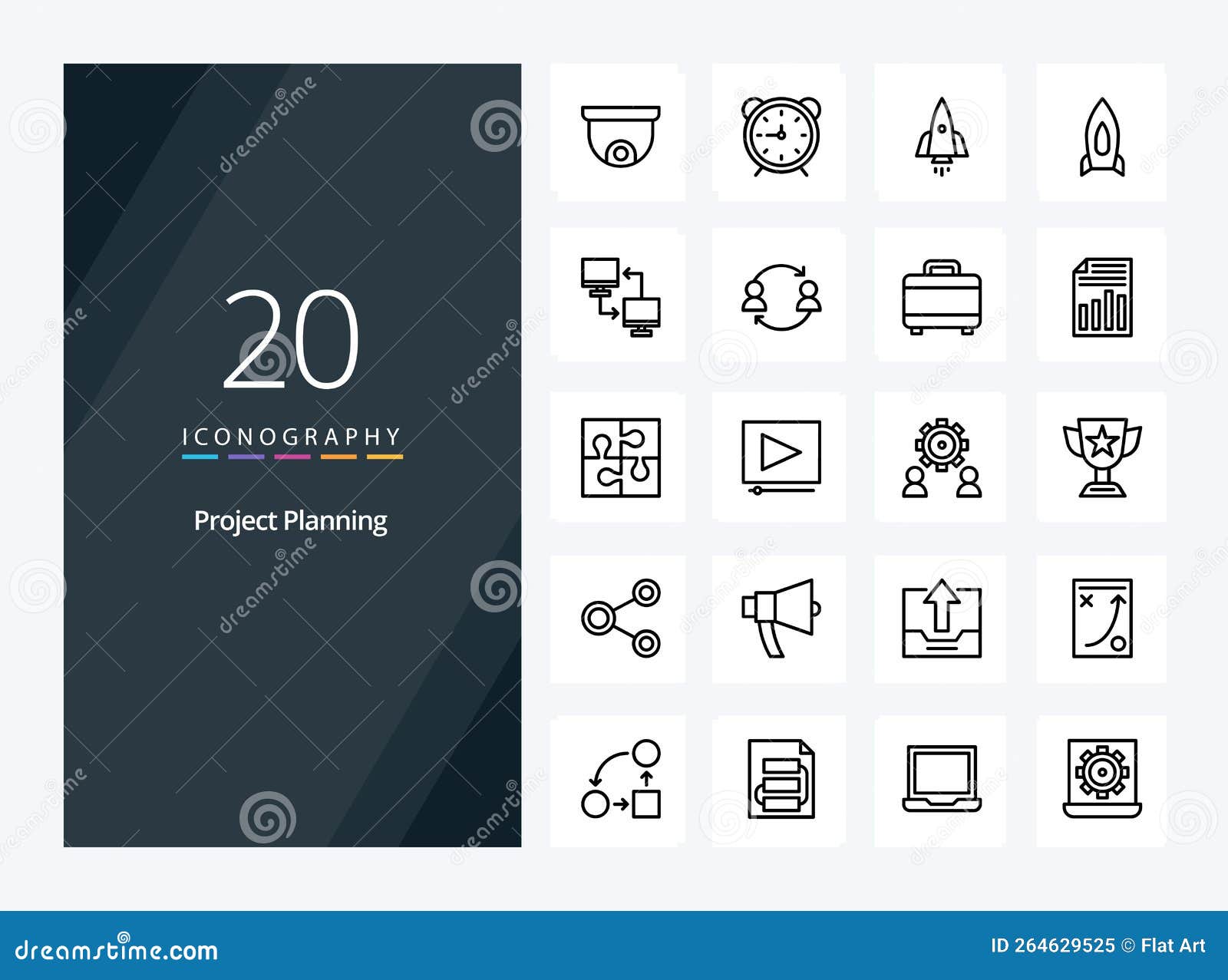 20 Project Planing Outline Icon for Presentation Stock Vector ...
