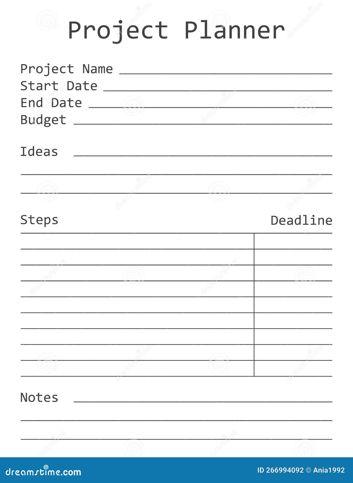 Project Planner Template. A Concise Design For A Business Notepad Page ...