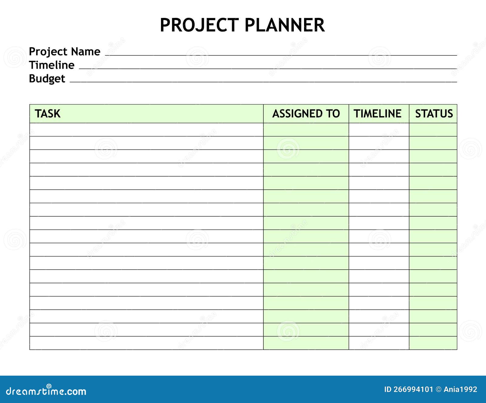 Project Planner Template. a Concise Design for a Business Notepad Page ...