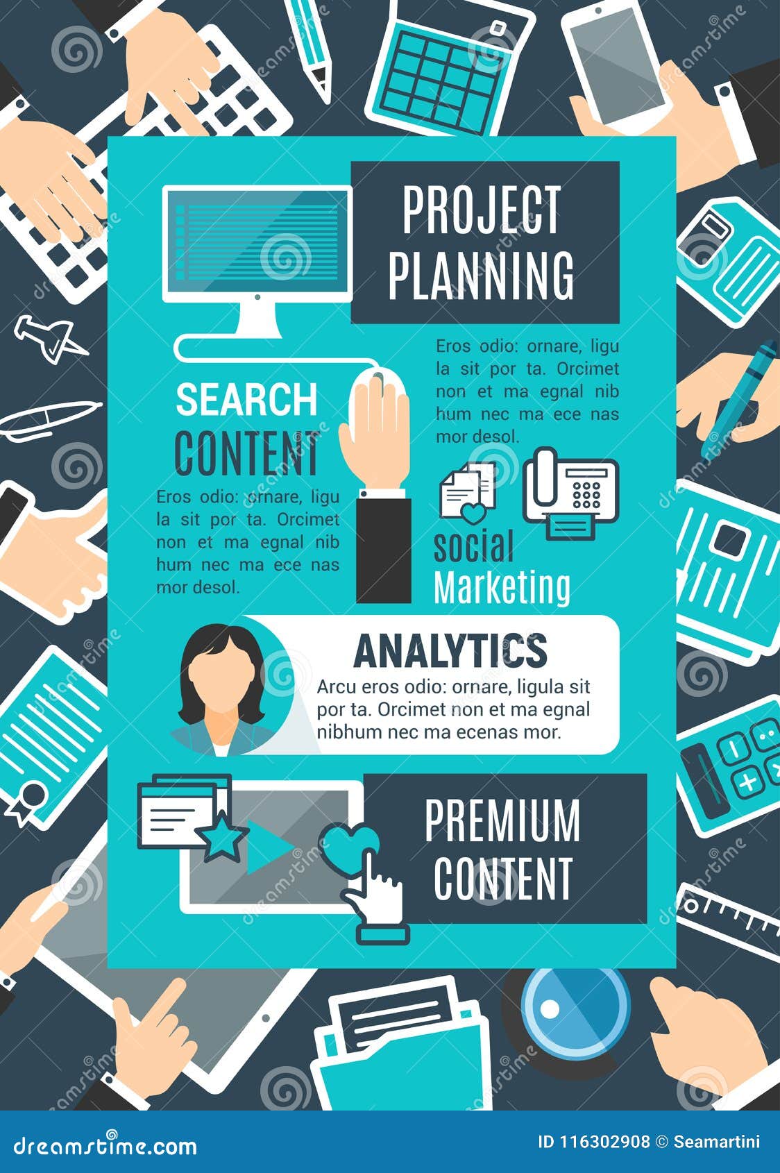 Project Planning Internet Search Vector Poster Stock Vector ...