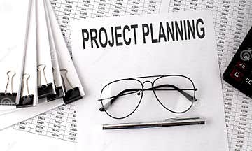 PROJECT PLANNING Text on Paper with Chart and Office Tools , Business ...