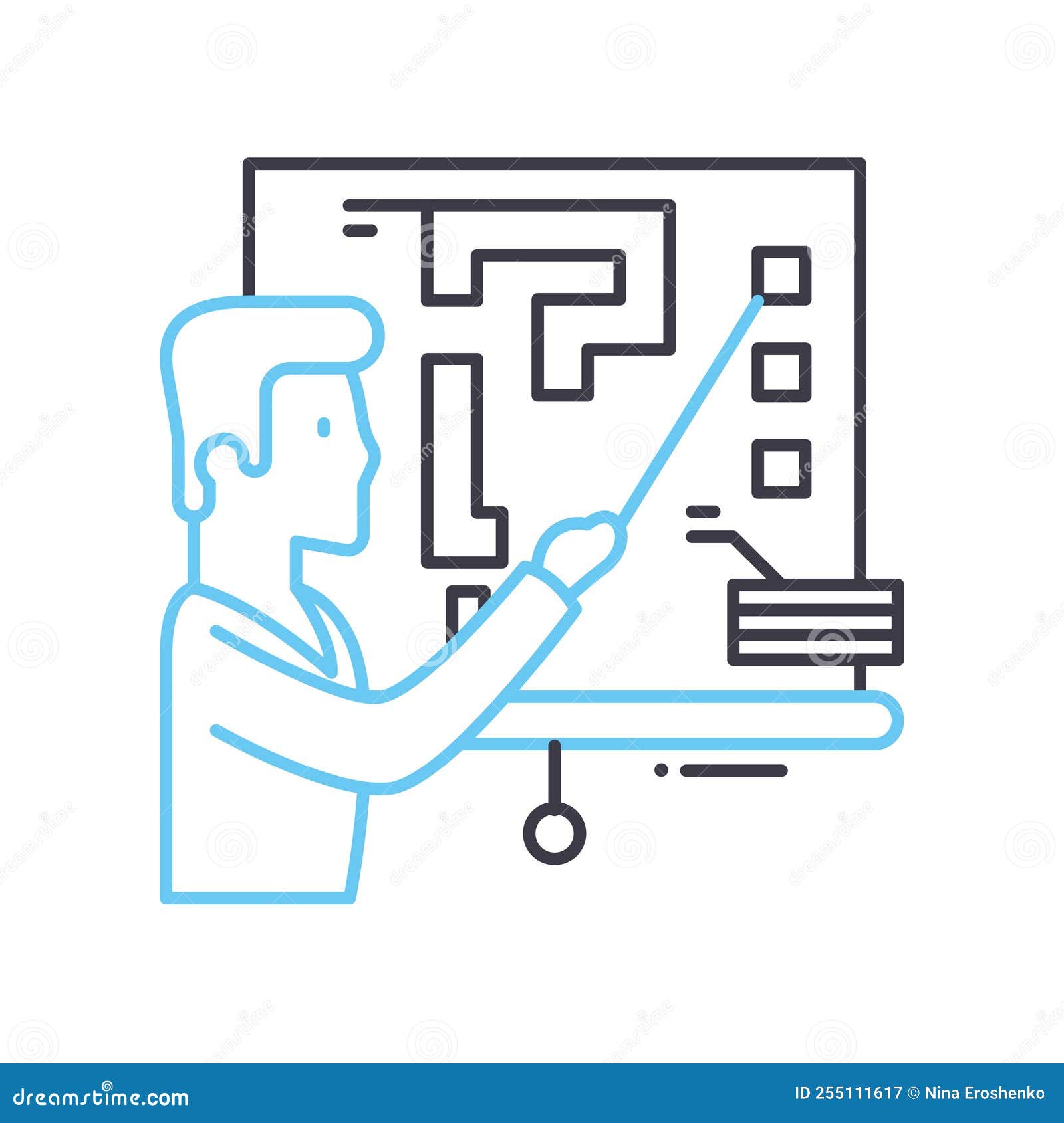 Project Presentation Line Icon, Outline Symbol, Vector Illustration ...
