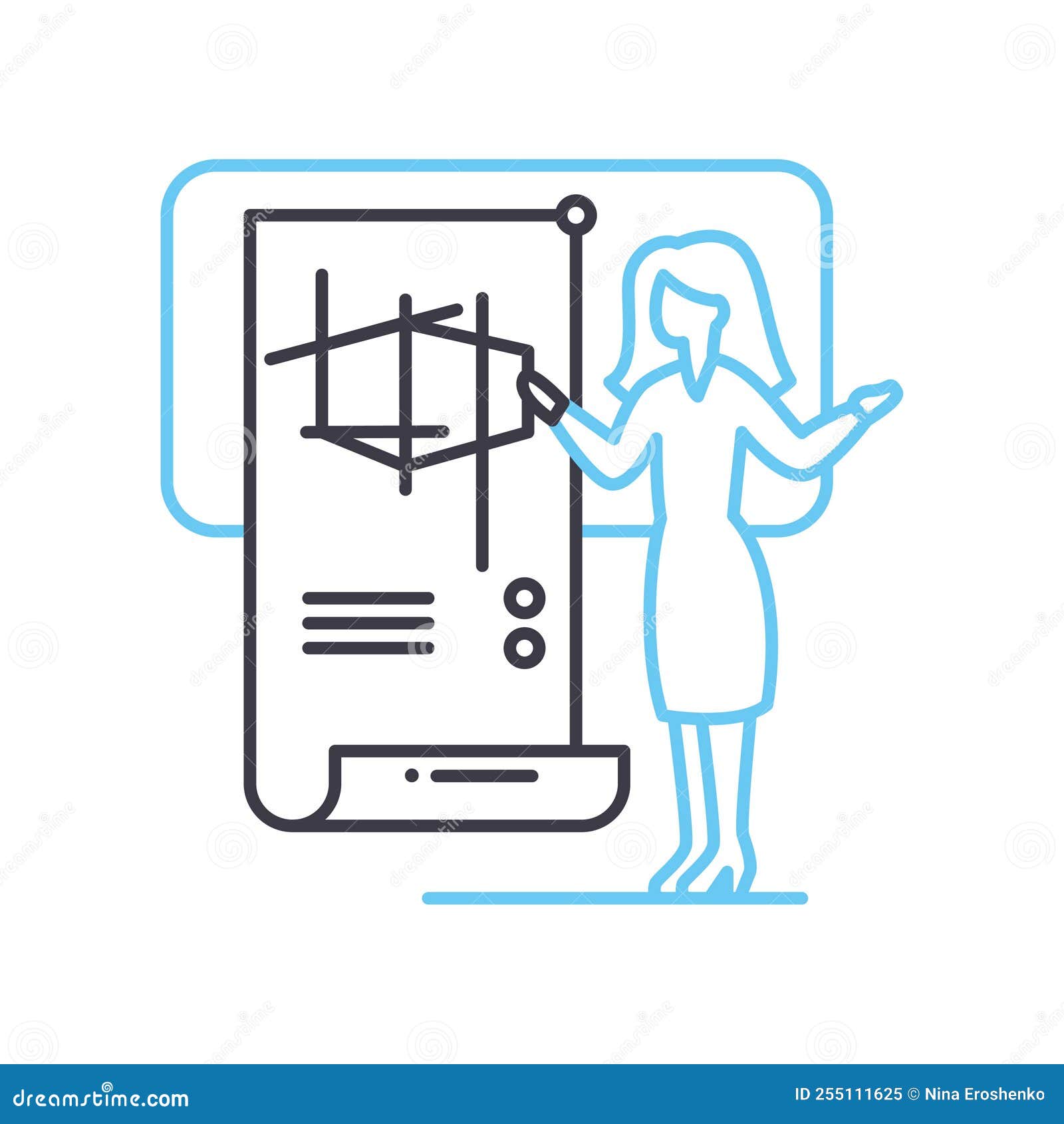 Project Presentation Line Icon, Outline Symbol, Vector Illustration ...