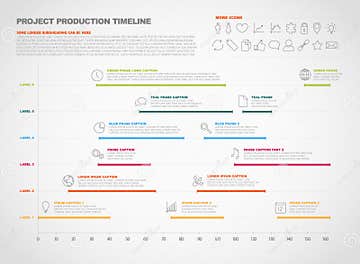 Project Production Timeline Graph Stock Vector - Illustration of icons ...