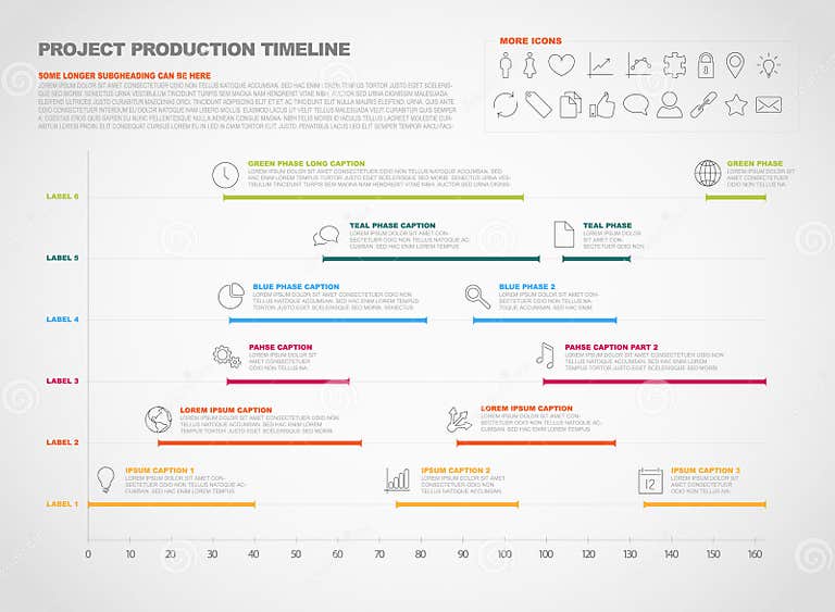 Project Production Timeline Graph Stock Vector - Illustration of icons ...
