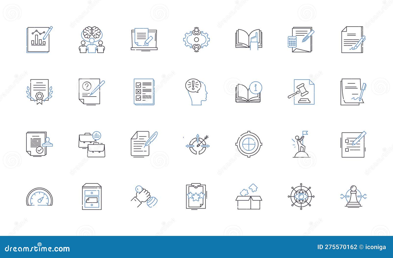 Project Relation Line Icons Collection. Collaboration, Communication ...