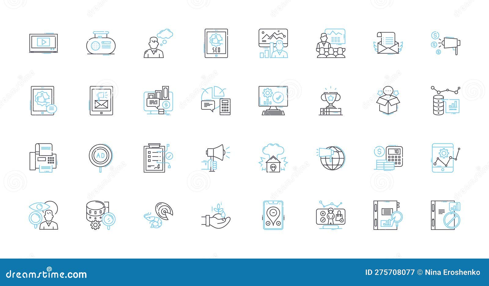 Project Research Linear Icons Set. Investigation, Analysis ...