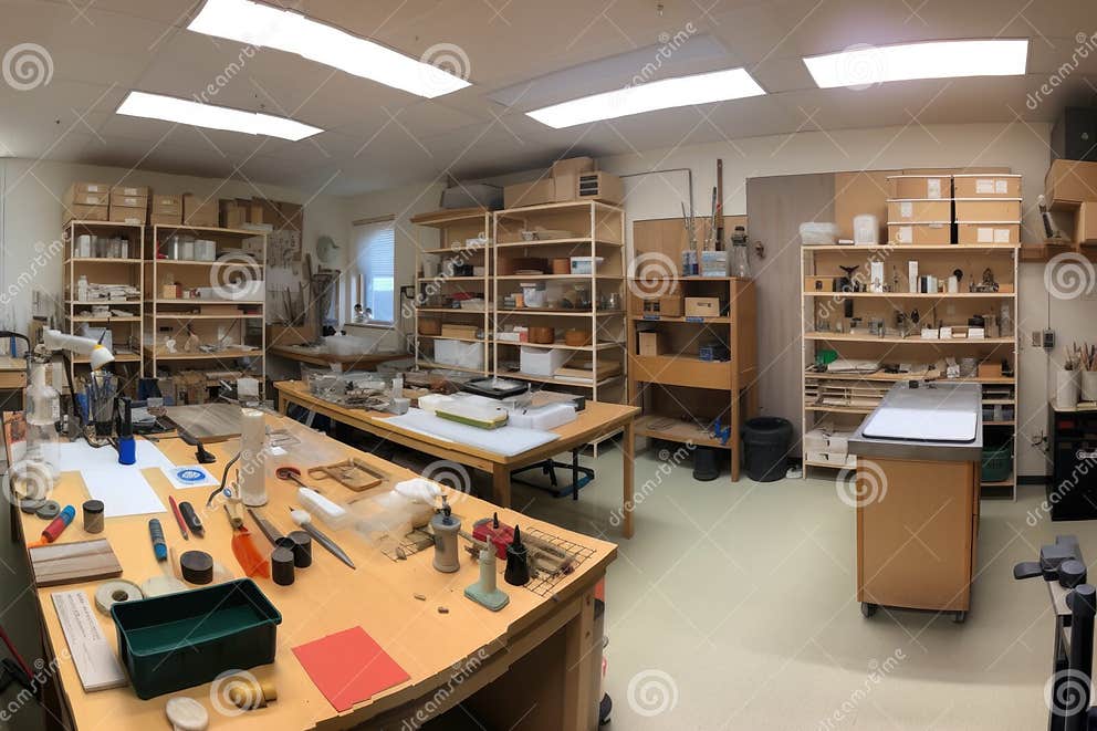 Project Room Filled with Tools, Materials, and Projects of Various ...