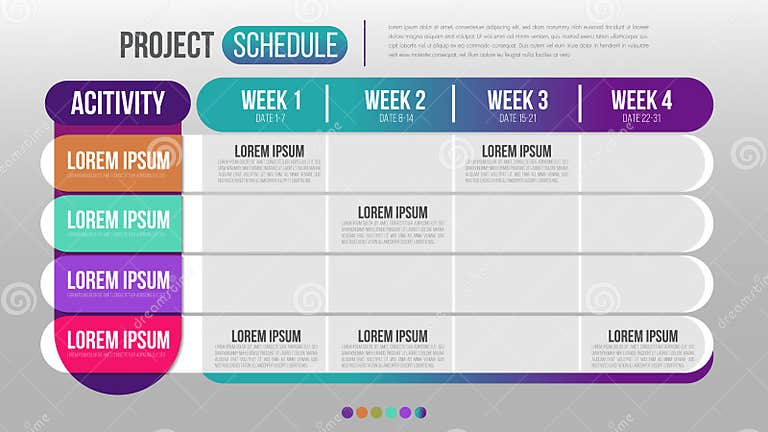 Project Schedule Activity Event Chart daily and Weekly Timetable ...