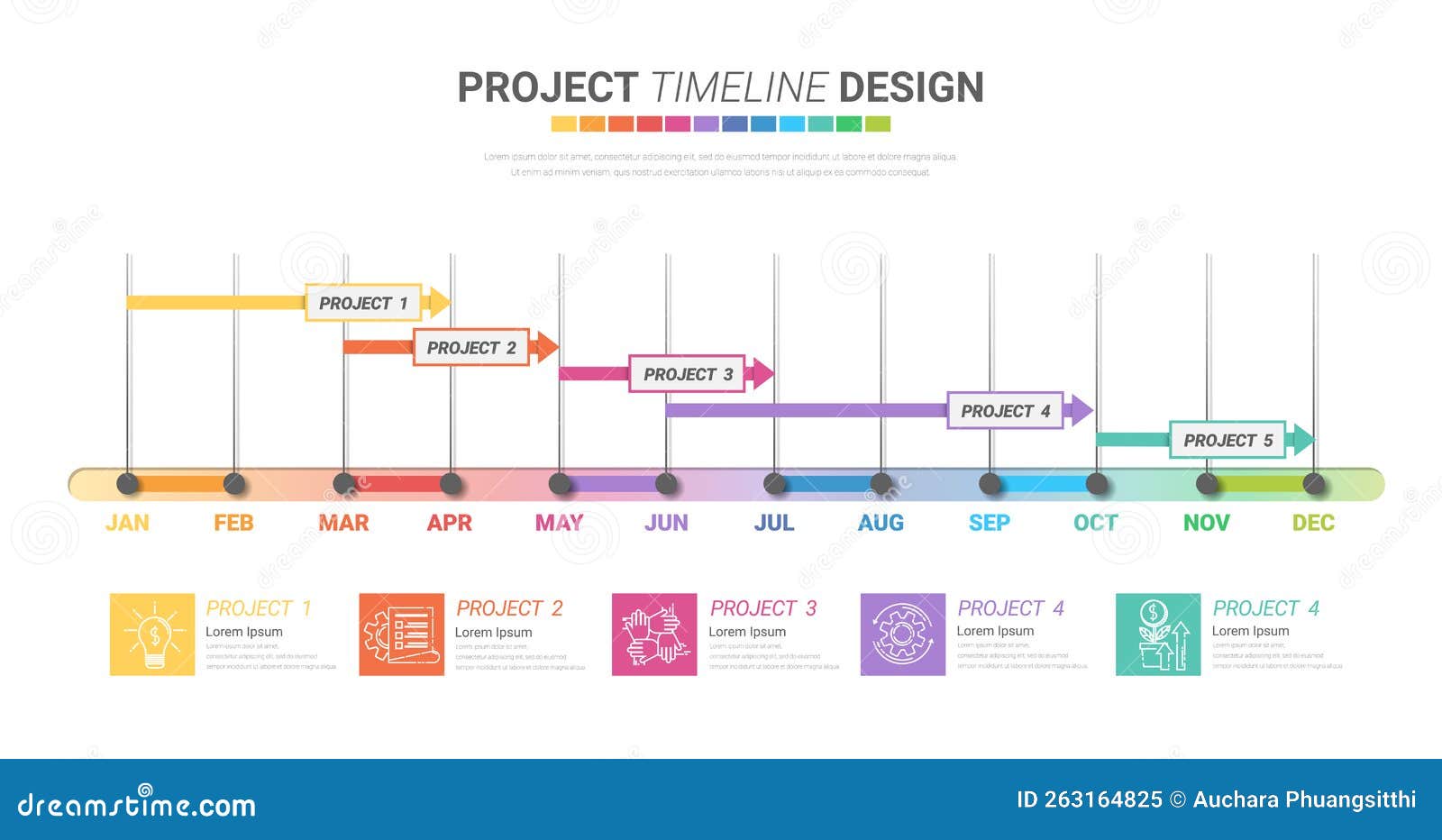 Project Schedule Year Chart, Overview Planning Timeline Vector Diagram ...