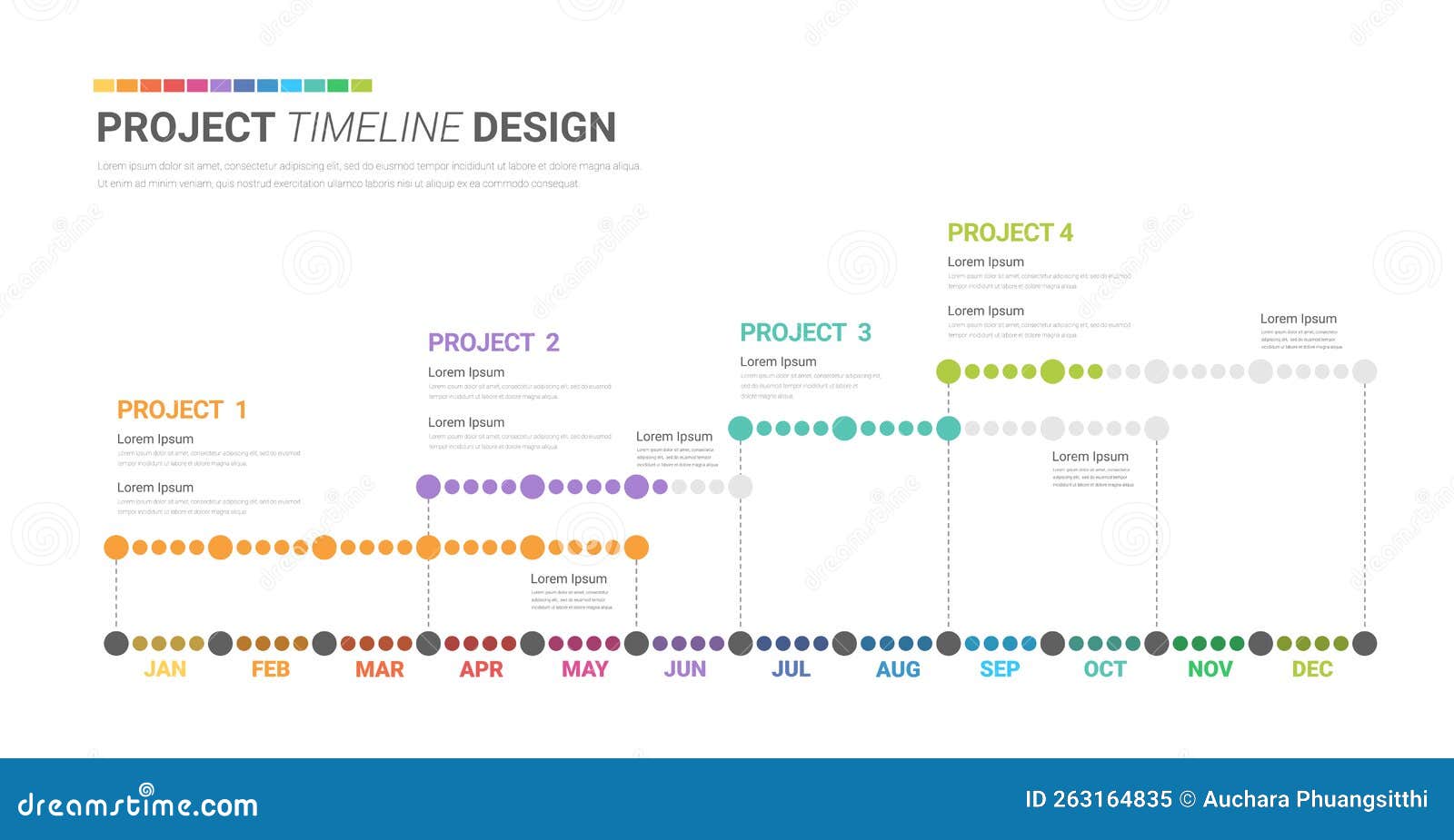 Project Schedule Year Chart, Overview Planning Timeline Vector Diagram ...