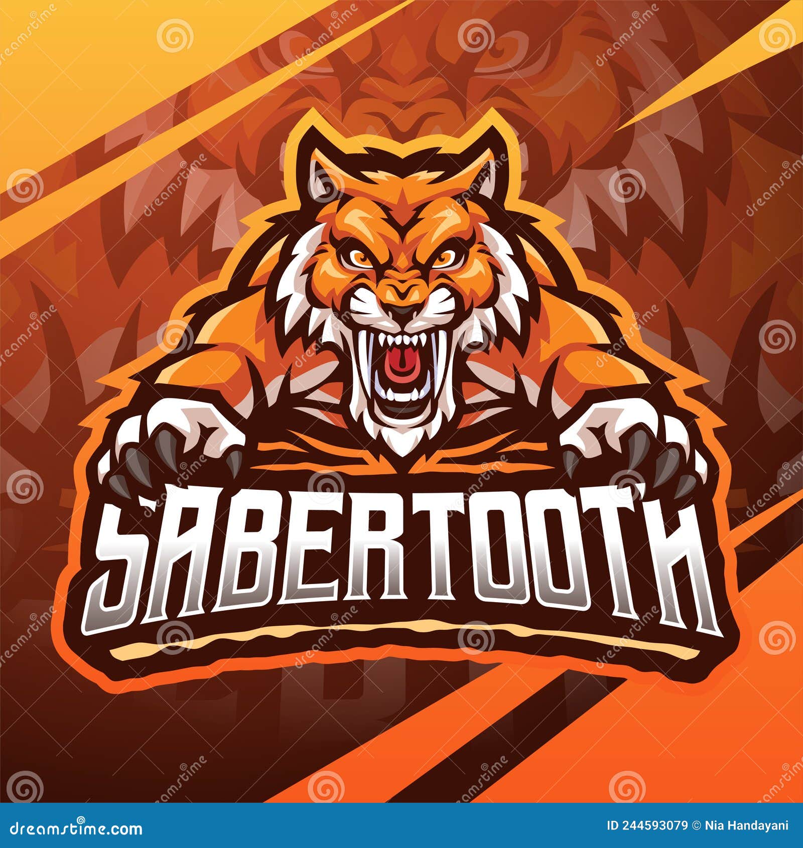 Sabertooth Esport Mascot Logo Design Stock Vector - Illustration of ...