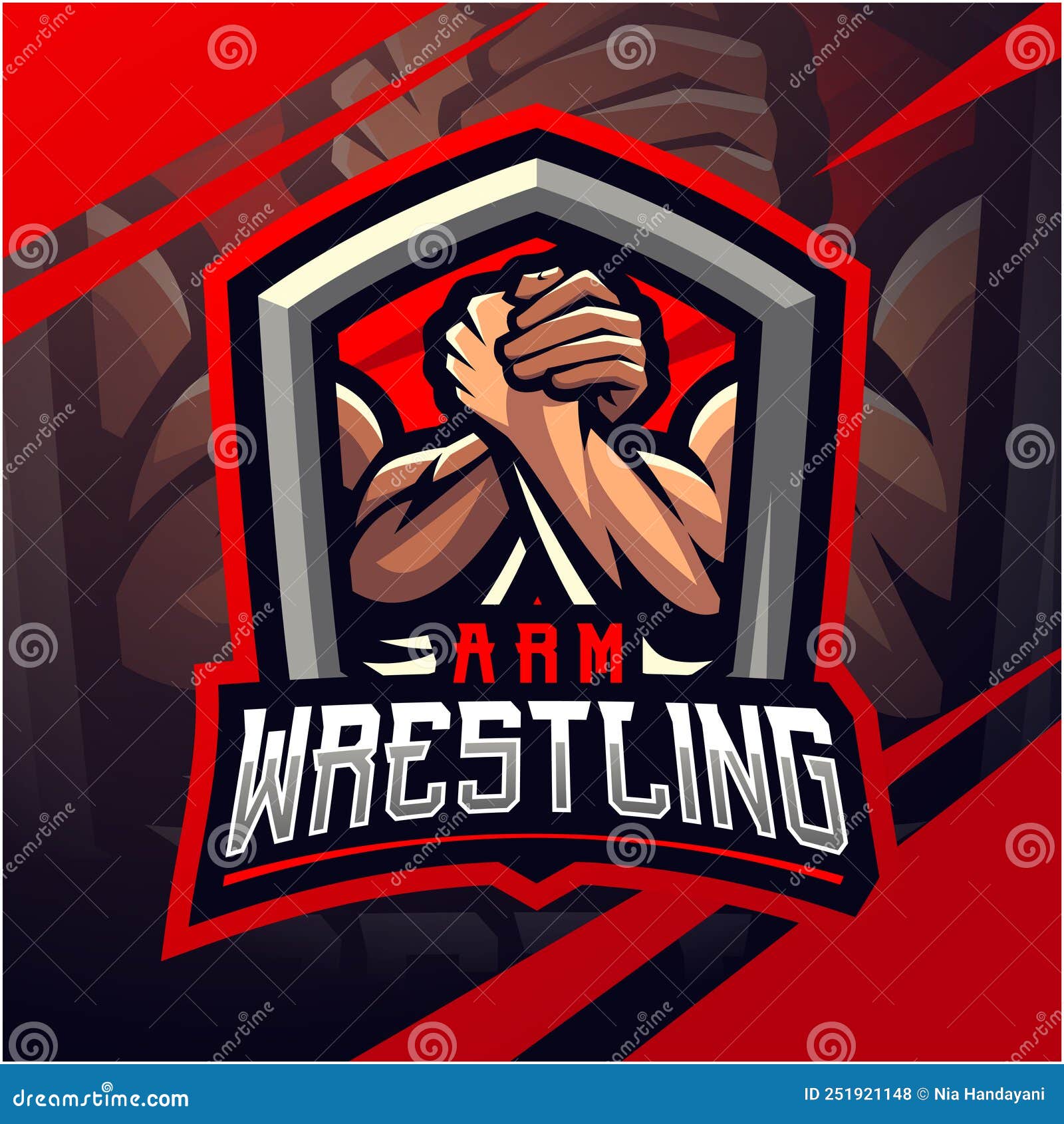 Arm Wrestling Mascot Logo Design Stock Vector - Illustration of ...