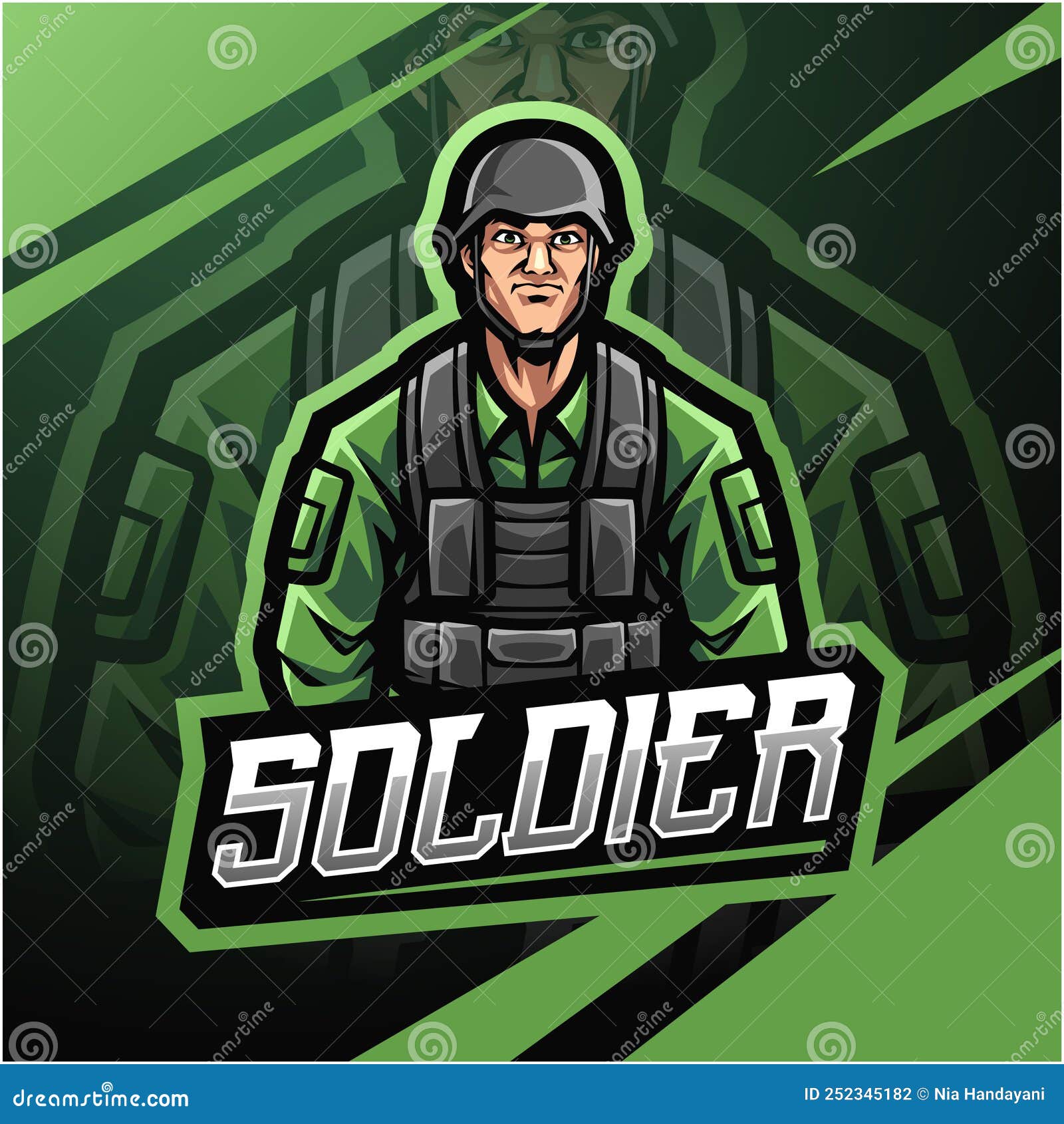 Soldier Mascot Esport Gaming Logo Stock Vector - Illustration of armor ...