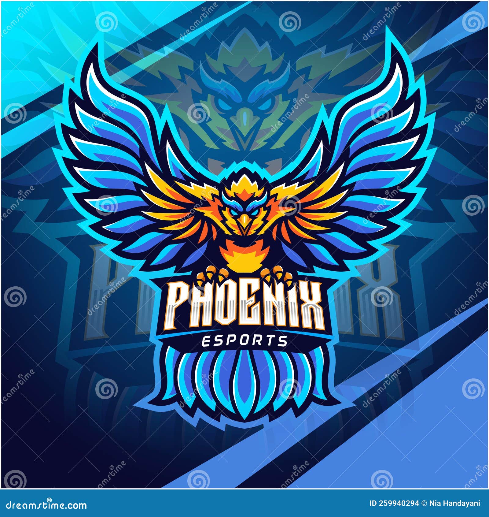 Blue Phoenix Esport Mascot Logo Design Stock Vector - Illustration of ...