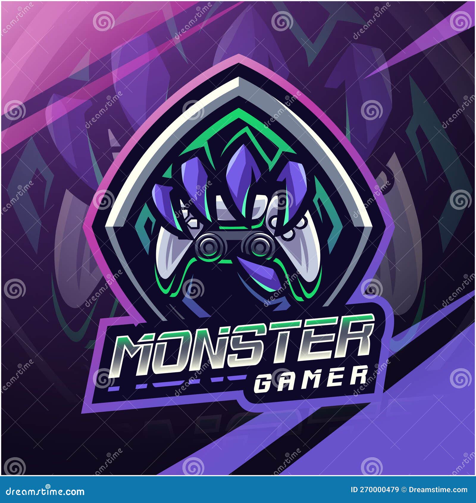 Monster Gamer Esport Mascot Logo Design Stock Vector - Illustration of ...