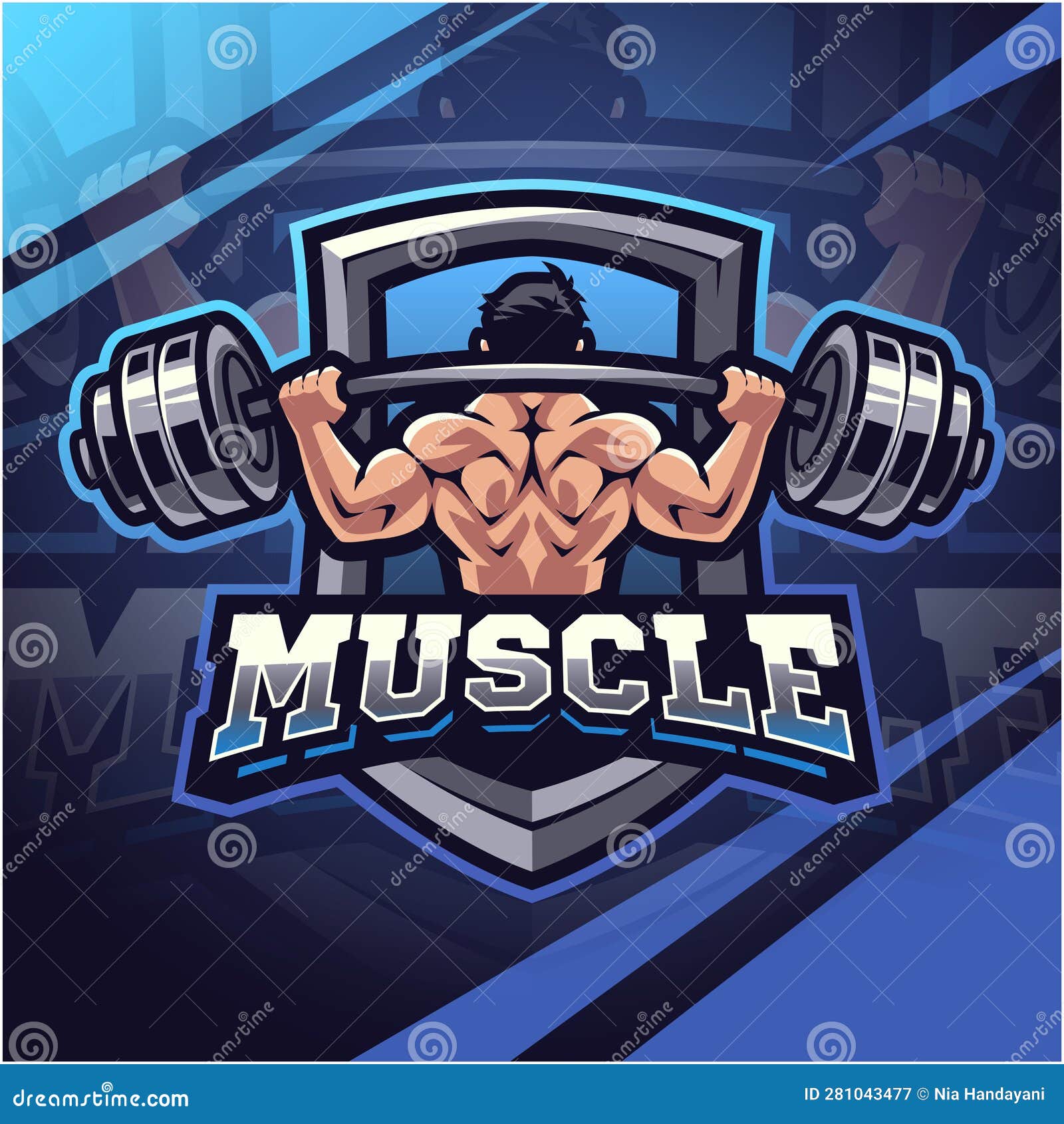 Muscle Man Mascot Logo Design Stock Vector - Illustration of games ...