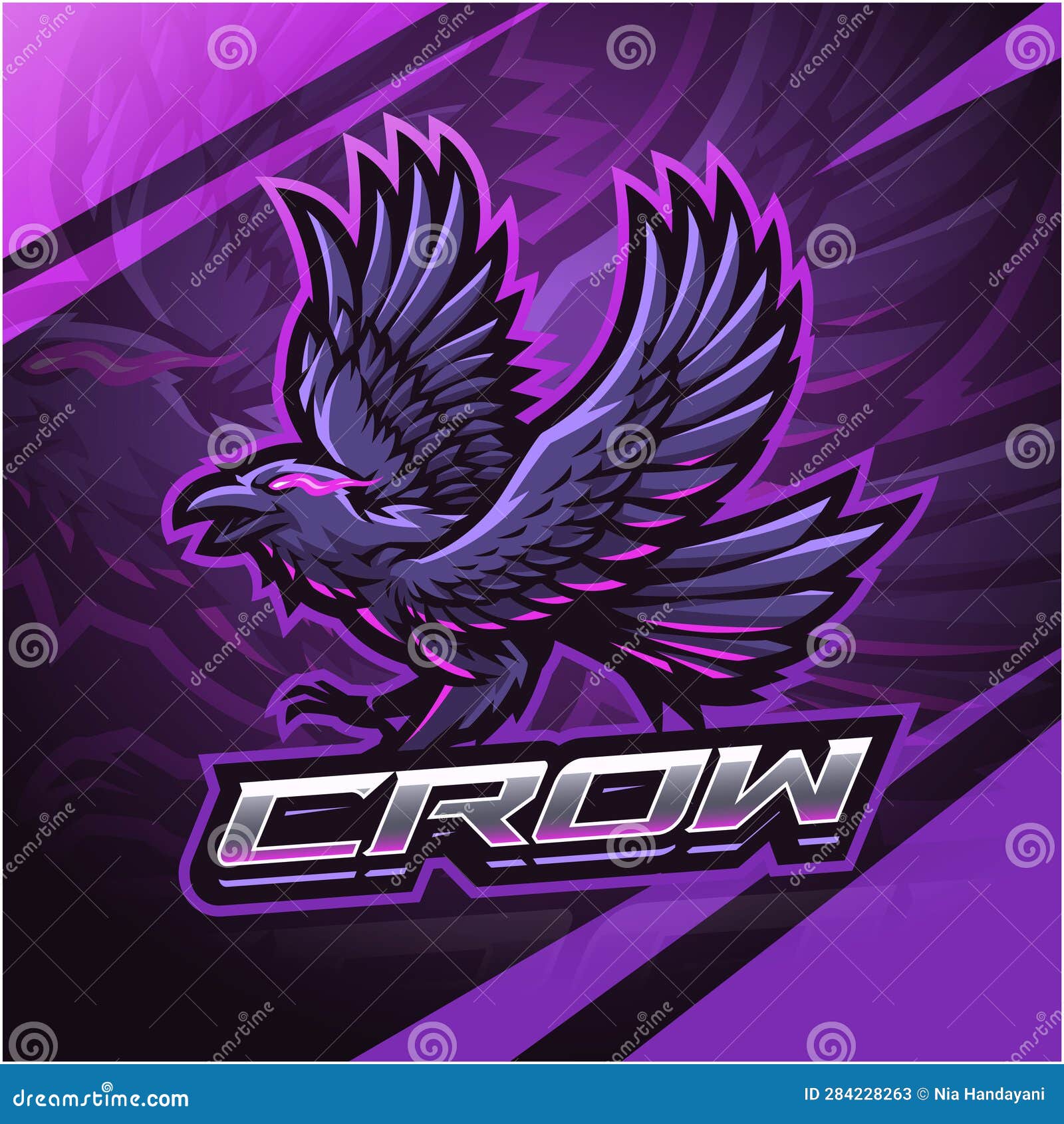 Crow Esport Mascot Logo Design Stock Vector - Illustration of black ...
