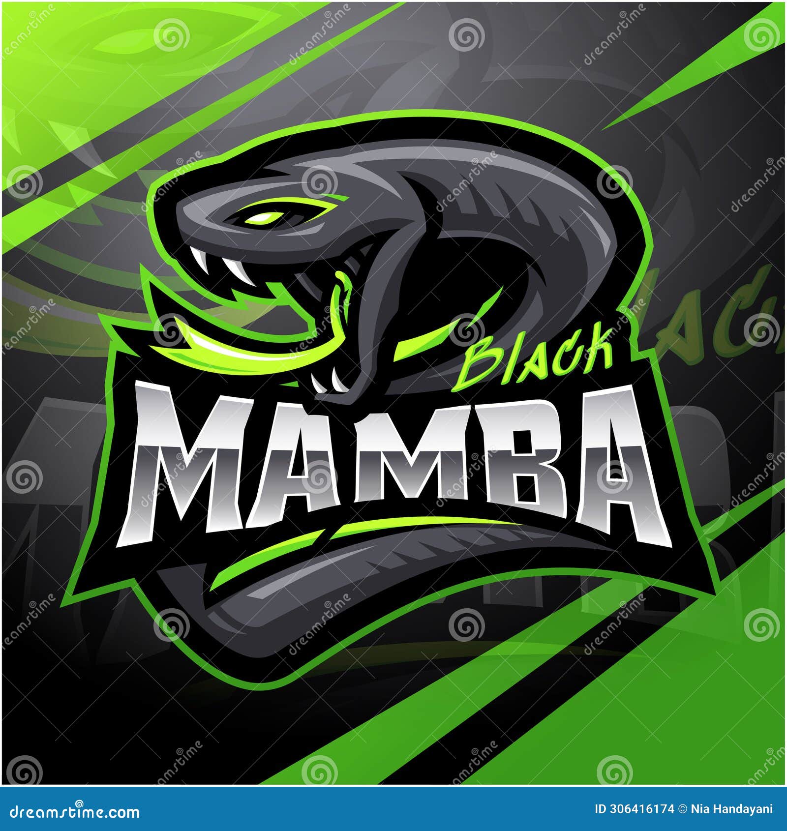 Mamba Esport Mascot Logo Design Stock Vector - Illustration of design ...