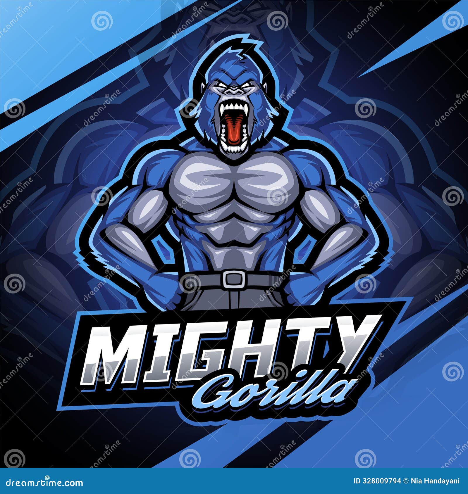 Mighty Gorilla Mascot Logo Desain Stock Illustration - Illustration of ...
