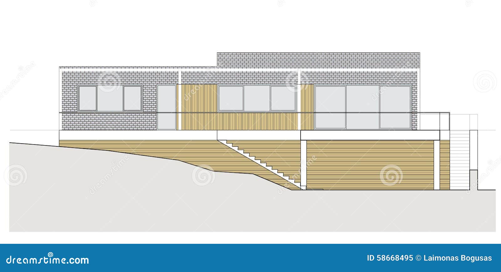Project of the Single Family House Stock Illustration - Illustration of ...