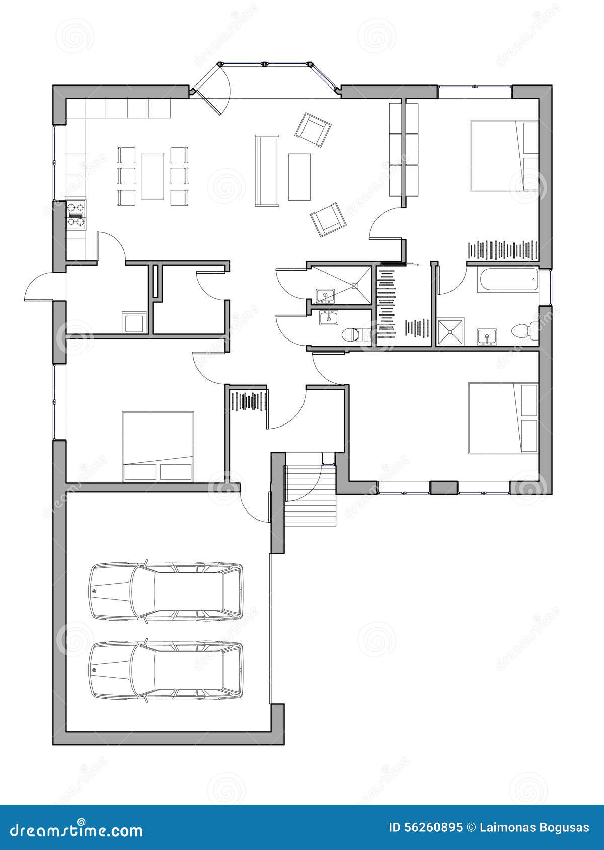 Project of the Single Family House Stock Illustration - Illustration of ...