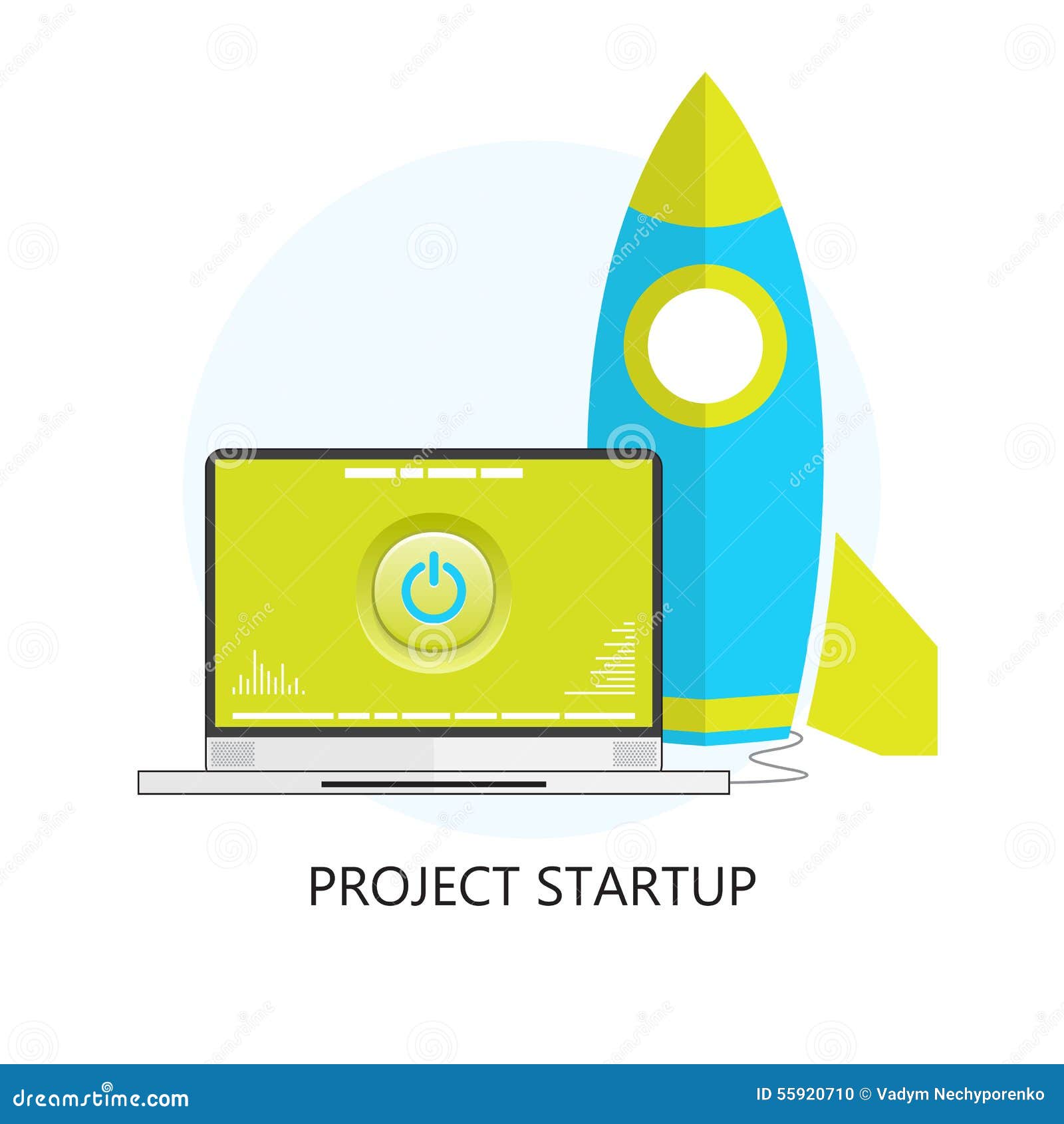 Project Startup Flat Design Icon Stock Illustration - Illustration of ...