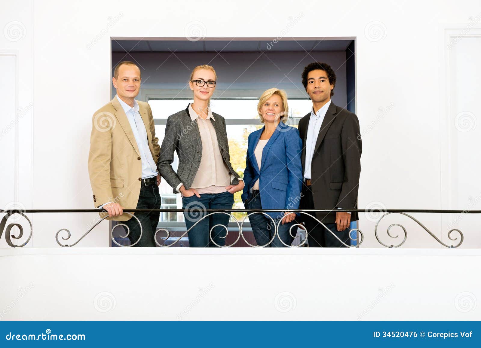 Project team on balcony stock photo. Image of office - 34520476