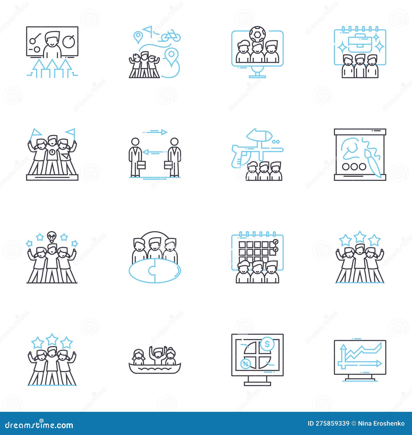 Project Team Linear Icons Set. Collaboration, Coordination ...
