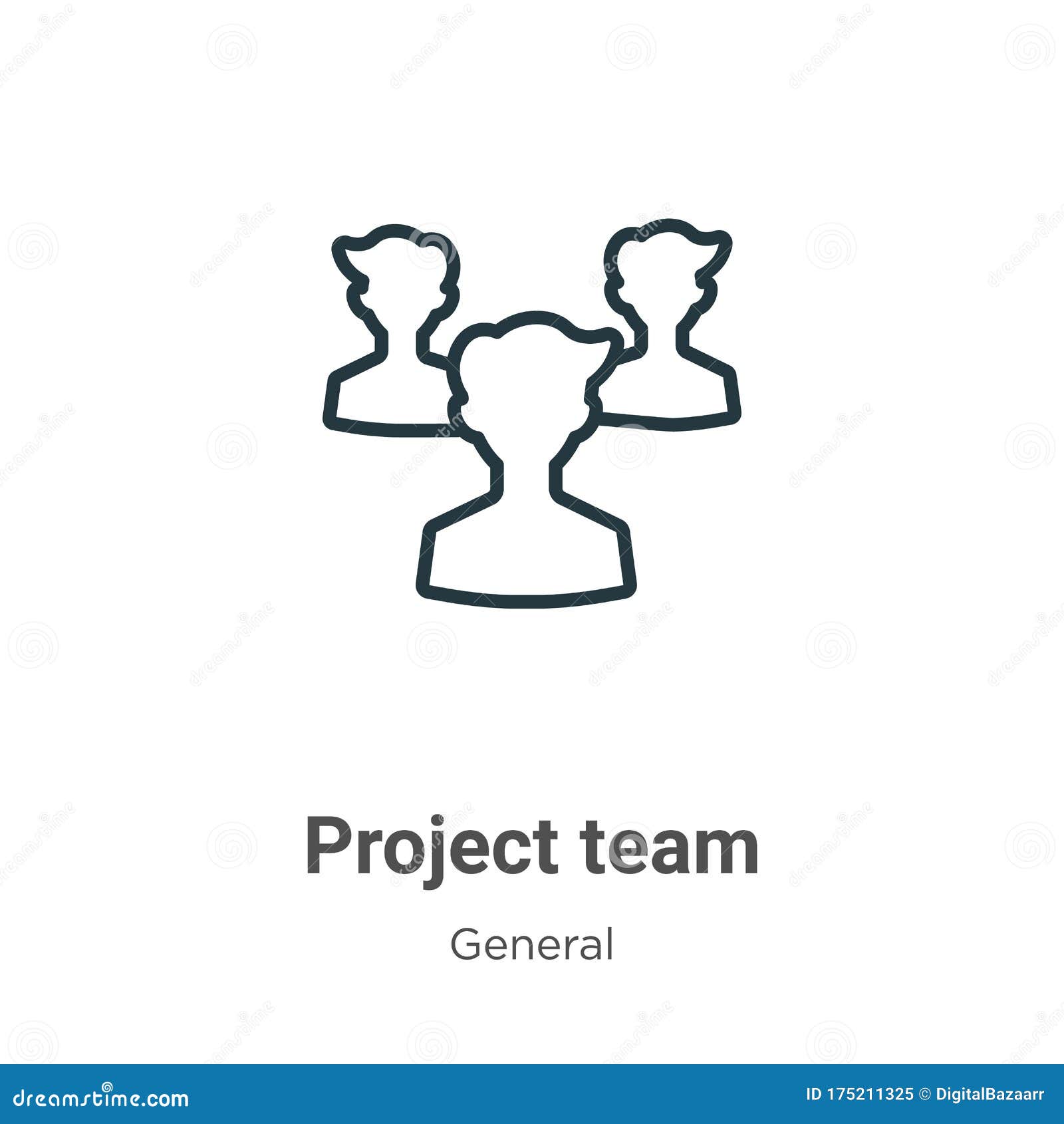 Project Team Outline Vector Icon. Thin Line Black Project Team Icon ...