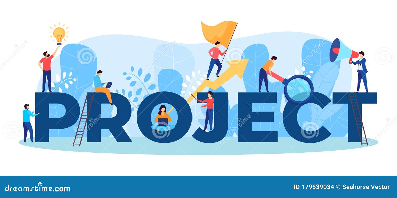 Project Team Work Vector Illustration of Business People Working ...