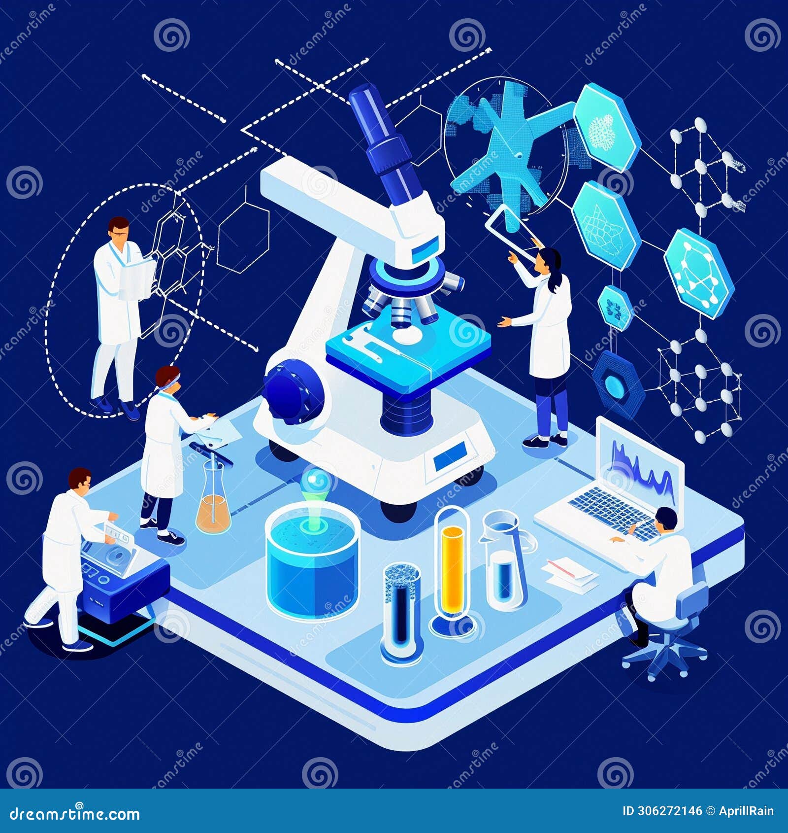Project Teamwork in Medicine, Science and Biology. Isometric ...