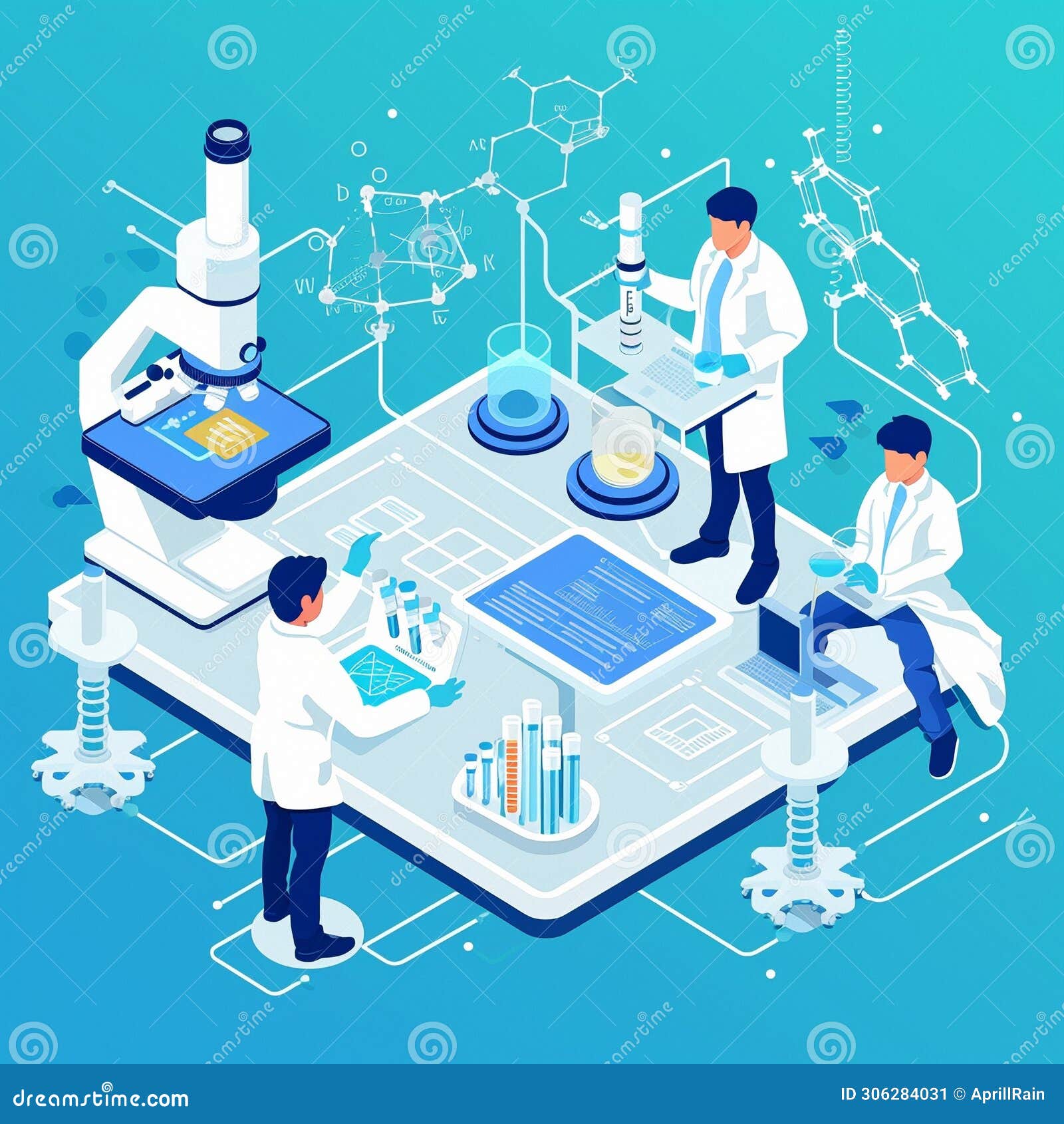 Project Teamwork in Medicine, Science and Biology. Isometric ...