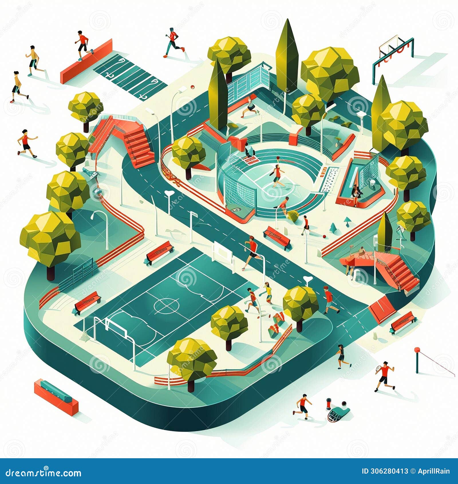 Project Teamwork in Sports . Isometric Illustration Stock Illustration ...