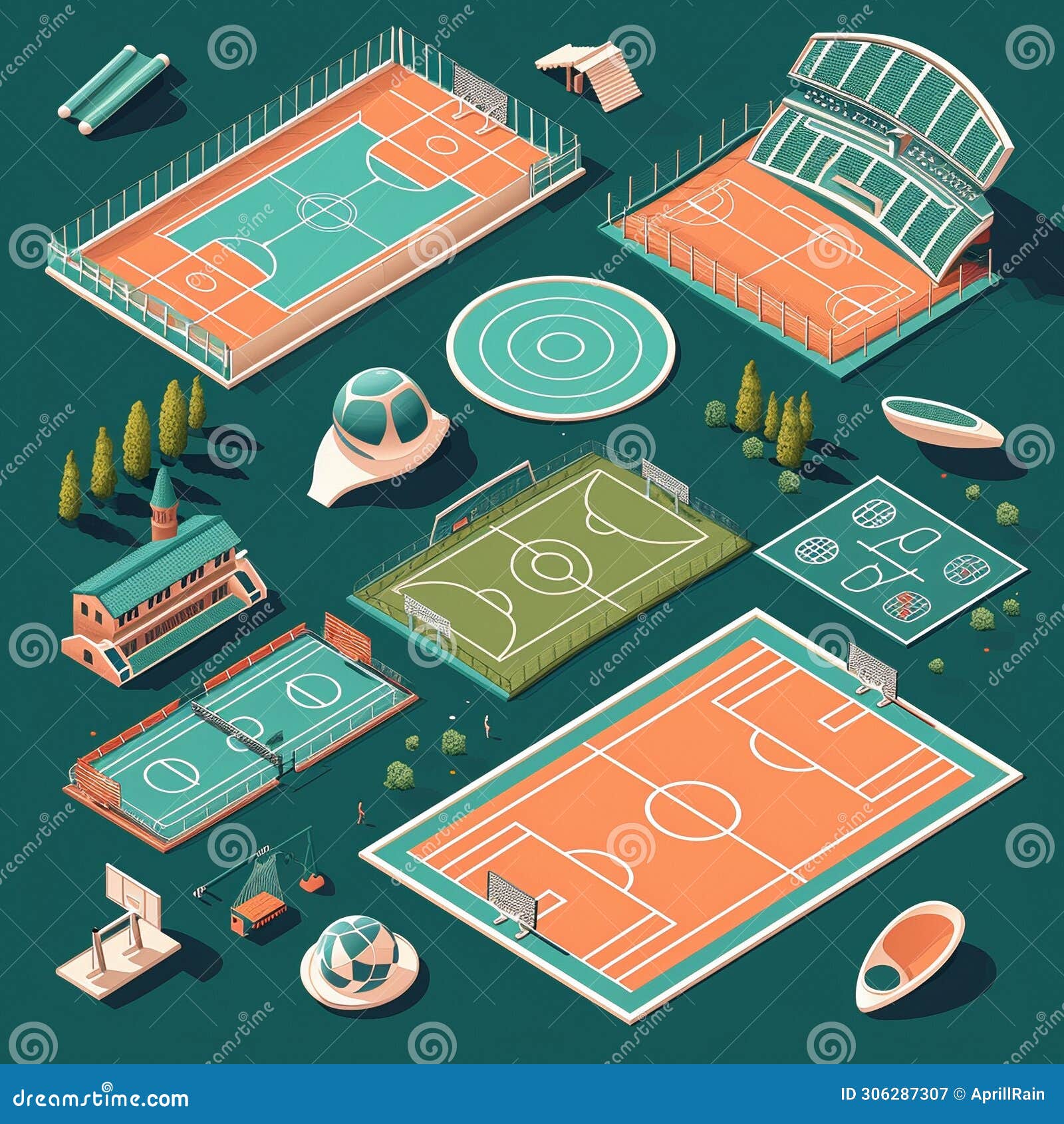 Project Teamwork in Sports . Isometric Illustration Stock Image - Image ...
