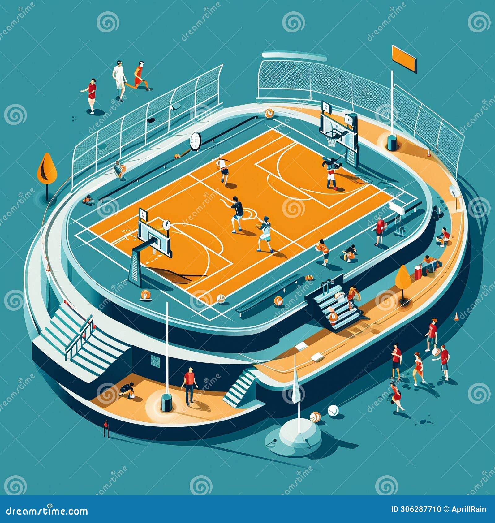 Project Teamwork in Sports . Isometric Illustration Stock Illustration ...