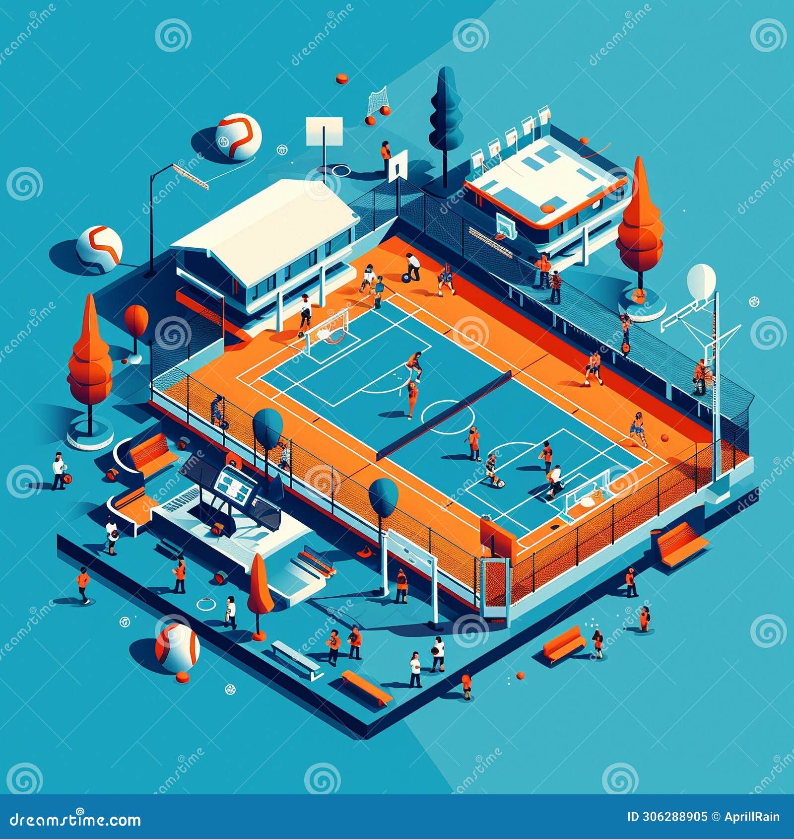 Project Teamwork in Sports . Isometric Illustration Stock Image - Image ...