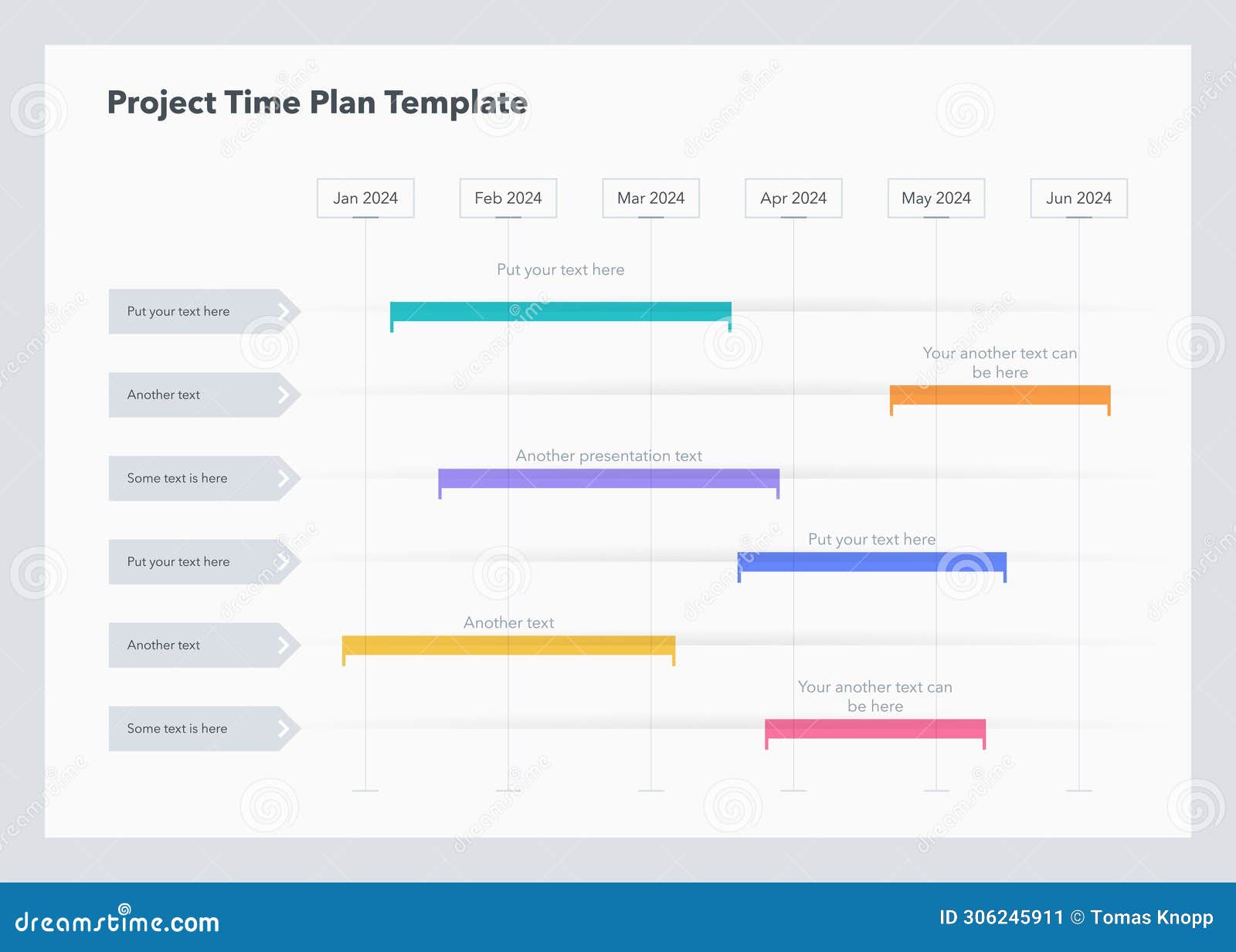 Project Time Plan Template with Six Project Tasks in Time Intervals ...