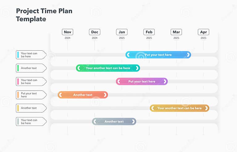 Project Time Plan Template with Six Project Tasks in Time Intervals ...